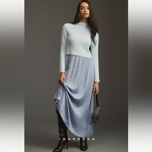 Anthropologie | Dresses | Anthropologie Long Sleeve Eyelash Twofer Sweater Dress | Poshmark